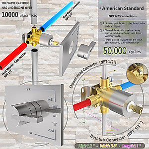 SOOOHOT Bathtub Shower Systems, Tub and Shower Faucet Set Combo with 6 Inch Brushed Nickel Shower Faucet Set, Shower Tub Faucets Sets Complete (Valve Included)