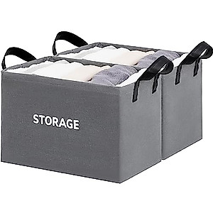 Goodpick Large Toy Storage Bins Cloth Baskets for Organizing, Rectangle Shelf Baskets for Nursery, Fabric bins for Bedroom, Living Room, Grey, 2-Pack, 16.9 x 11.0 x 9.8 inches