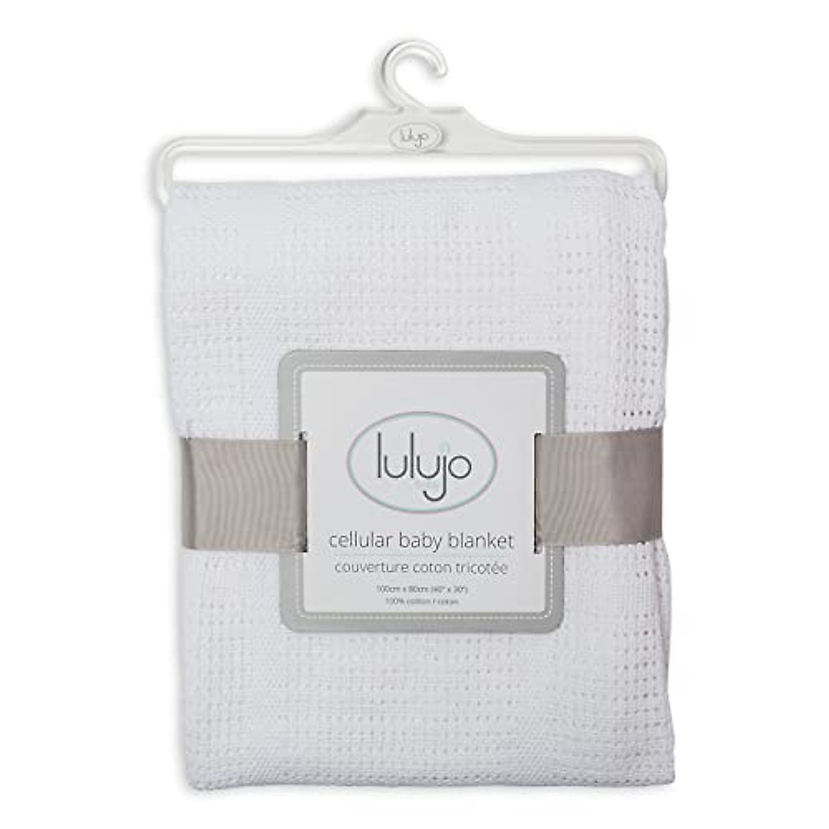 lulujo Baby Cellular Baby Blanket, White