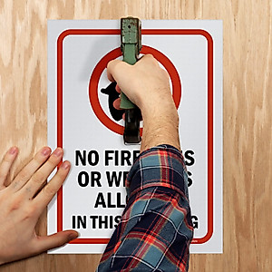 SmartSign (Pack of 5) 12 x 9 inch “No Firearms Or Weapons Allowed In This Building” Sign, Screen Printed, 10 mil Polystyrene Plastic, Red/Black on White