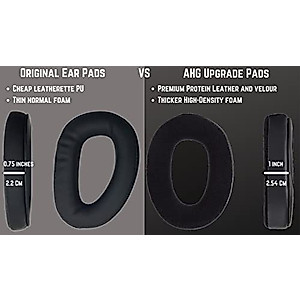 Premium Hybrid Ear Pads Compatible with Sennheiser GSP 370, Sennheiser GSP 350, GSP 303, GSP 302, GSP 301 and GSP 300 Headphones. Premium Protein Leather | Premium Velour | Soft High-Density Foam