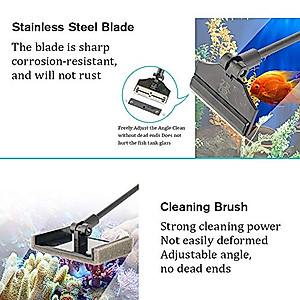 ZRDR Stainless Steel Algae Scraper Aquarium Cleaning Tool for Glass Aquariums, Including Algae Scraper, Sponge Pad, Fish Net, Cleaning Brush, Adjustable Length, Durable, Does Not Hurt The Fish Tank