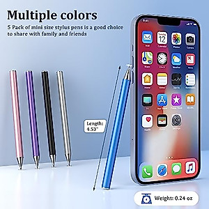 MEKO 5 Pack Stylus Pens for All Touch Screen Devices iPhone, iPad, Android Tablets