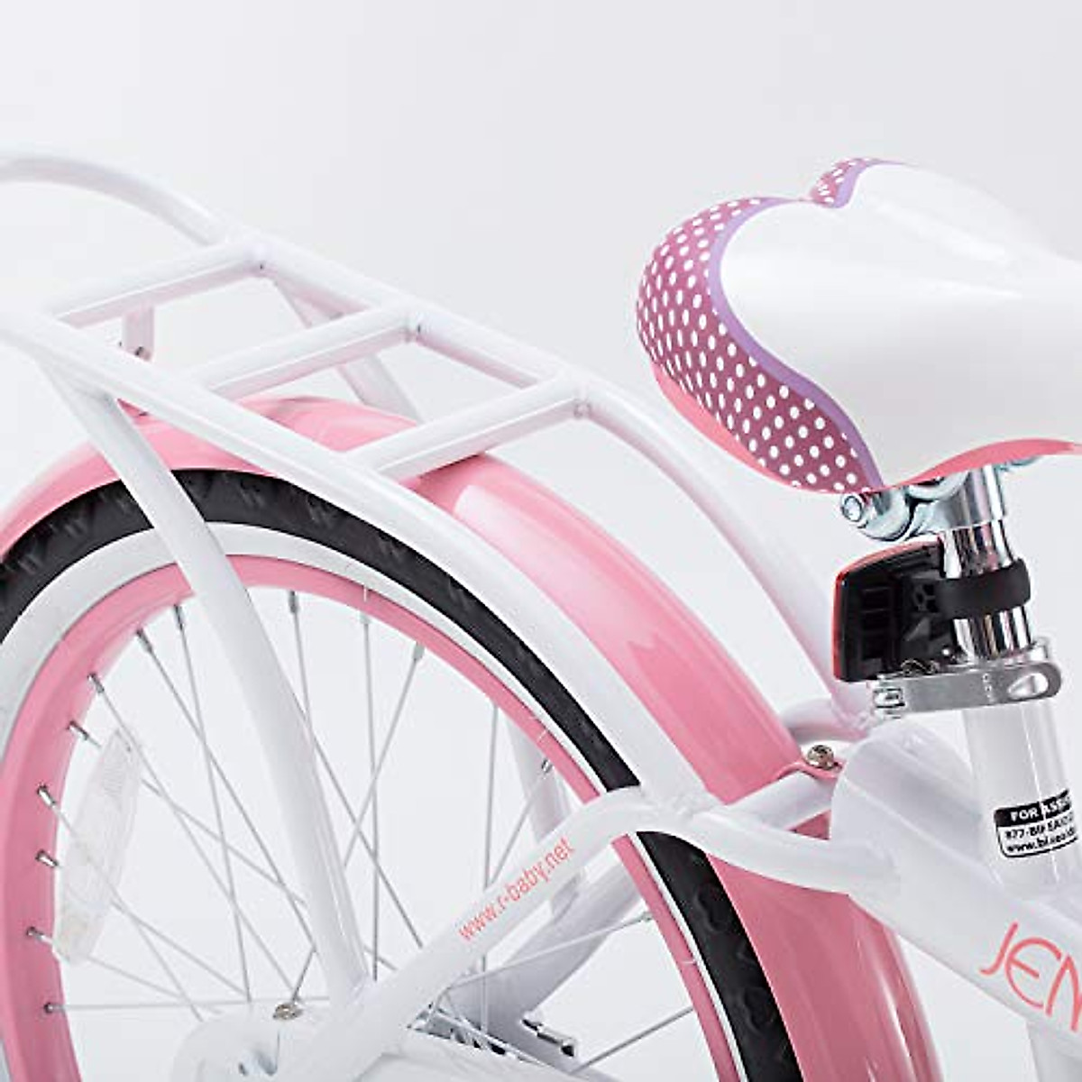 RoyalBaby Jenny Princess 20 Inch Kids Bike with Enclosed Chain Guard, Kickstand, Basket, Bell and Tool Kit for Ages 7 and Above, Pink EL