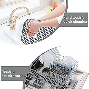 Silicone Kitchen Sink Mats 2Pcs, Large Sink Protectors for Kitchen Sink, 13.58*11.6" Dish drying mat for Bottom of Stainless Steel Sink, Rear Drain Non-Slip Heat Resistant Sink Protector Mat(Gray) (2)