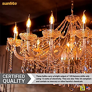 Sunlite Incandescent 15 Watt Petite Chandelier 105 Lumens Clear Light Bulb 12 Pack