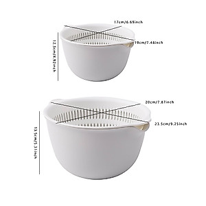 2 Sets 3 Qt，2 in 1 Kitchen Colander Set with Bowl Strainer ，BPA Free Plastic Fruits and Vegetable Washing Basket,Dishwasher Friendly Double Layered Drain Basin,for Pasta, Noodles, Rice and Food (Grey)