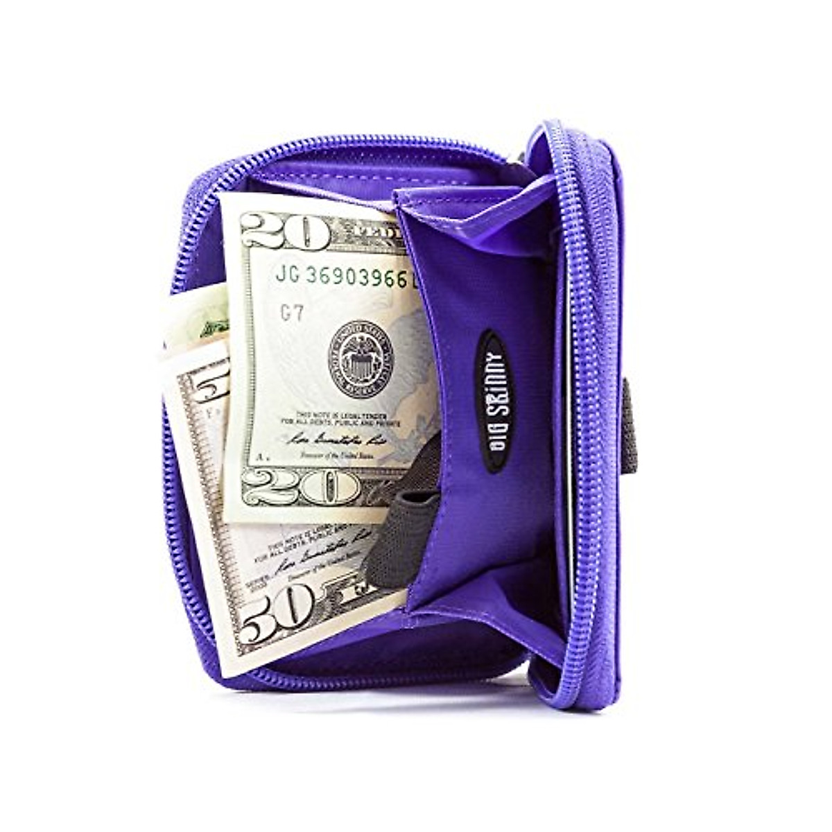 Big Skinny Women's Lynx Zippered Slim Wallet, Holds Up to 30 Cards, Purple