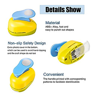 3 Pack Craft Circle Punch 2 Inch 1 Inch 5/8 Inch Paper Punchers with Craft Sticker Paper, Scrapbook Craft Paper Punch Circle Cutter for Making Crafts Scrapbooking Kid DIY Paper Craft