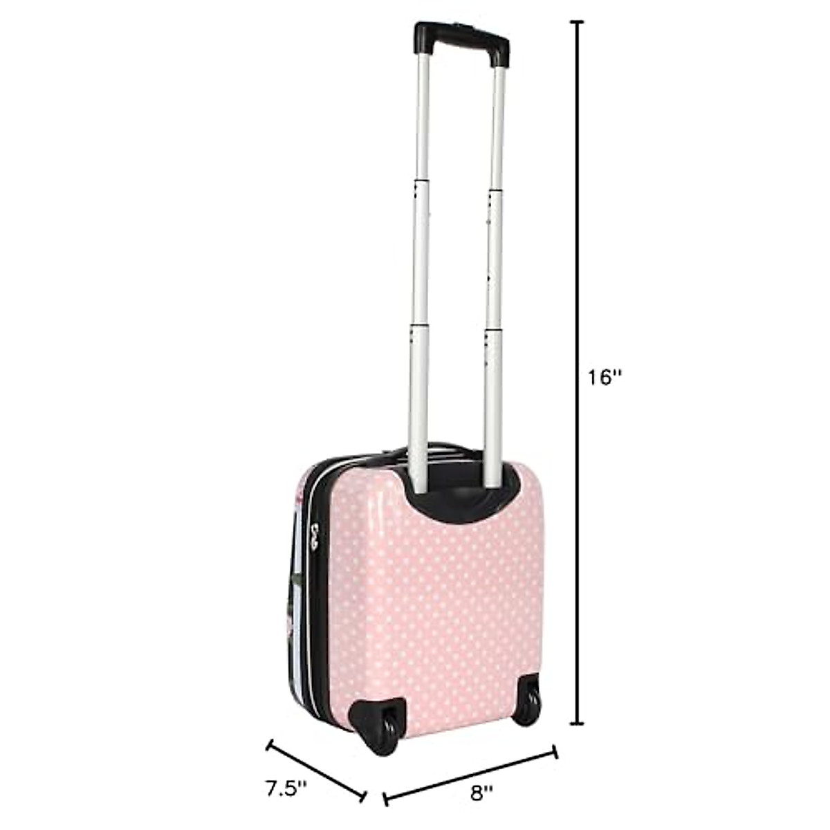 Betsey Johnson Designer Underseat Luggage Collection - 15 Inch Hardside Carry On Suitcase for Women- Lightweight Under Seat Bag with 2-Rolling Wheels (Stripe Roses)