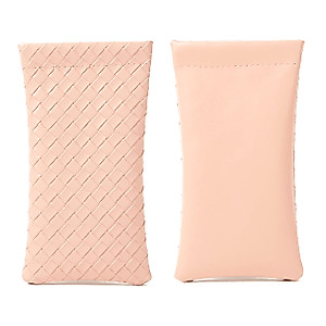 Vemiss 3 PACK Eyeglasses Pouch Squeeze Top Sunglasses Case with 3 Sets Cleaning Cloth (Light Grey Pink Green)