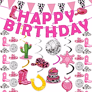 Disco Cowgirl Birthday Party Decorations Cowgirl Disco Garland Western Cowgirl Hanging Swirls Cowgirl Party Streamers For Women Birthday Bachelorette Party Supplies