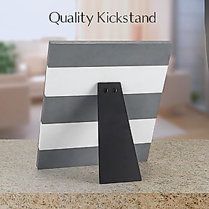 PETAFLOP Wooden Clip Picture Frame 5x7 Rustic, Handmade Farmhouse 5 by 7 Frame, Home Gallery Tabletop Decor for Display Photo Memo Artwork, Distressed White and Gray Strips