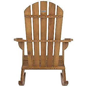 Safavieh PAT7042A Outdoor Collection Brizio Teak Rocking Adirondack Chair, Natural