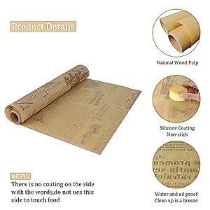 MEGXIT 2Pcs Parchment Paper Roll,Non-Stick,Waterproof,Greaseproof,High Temperature Resistant Baking Paper Roll,Parchment Paper Roll for Baking, Cooking, Grilling, Air Fryer-Brown+White