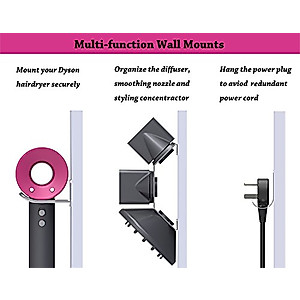 For Dyson Supersonic Hair Dryer Wall Mount Holder, Stainless Steel Power Plug Holder, Bathroom Organizer for Dyson Supersonic Hair Dryer Care Tools by Deeroll