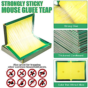 48 Pack Mouse Glue Traps Large Size Mouse Traps Sticky Pad with Enhanced Stickiness Mouse Rat Sticky Traps Board for Rodent Cockroach and Other Insects House Indoor Outdoor