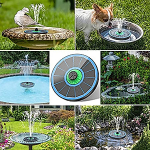 Yzert Solar Fountain Pump Full Glass Blue Panel No Battery, 3.5W Solar Bird Bath Fountains with 4 Fixed Rods & 8 Nozzles, 2023 Bird Bath Fountains Solar Power for Outdoor, Garden, Pond, Pool