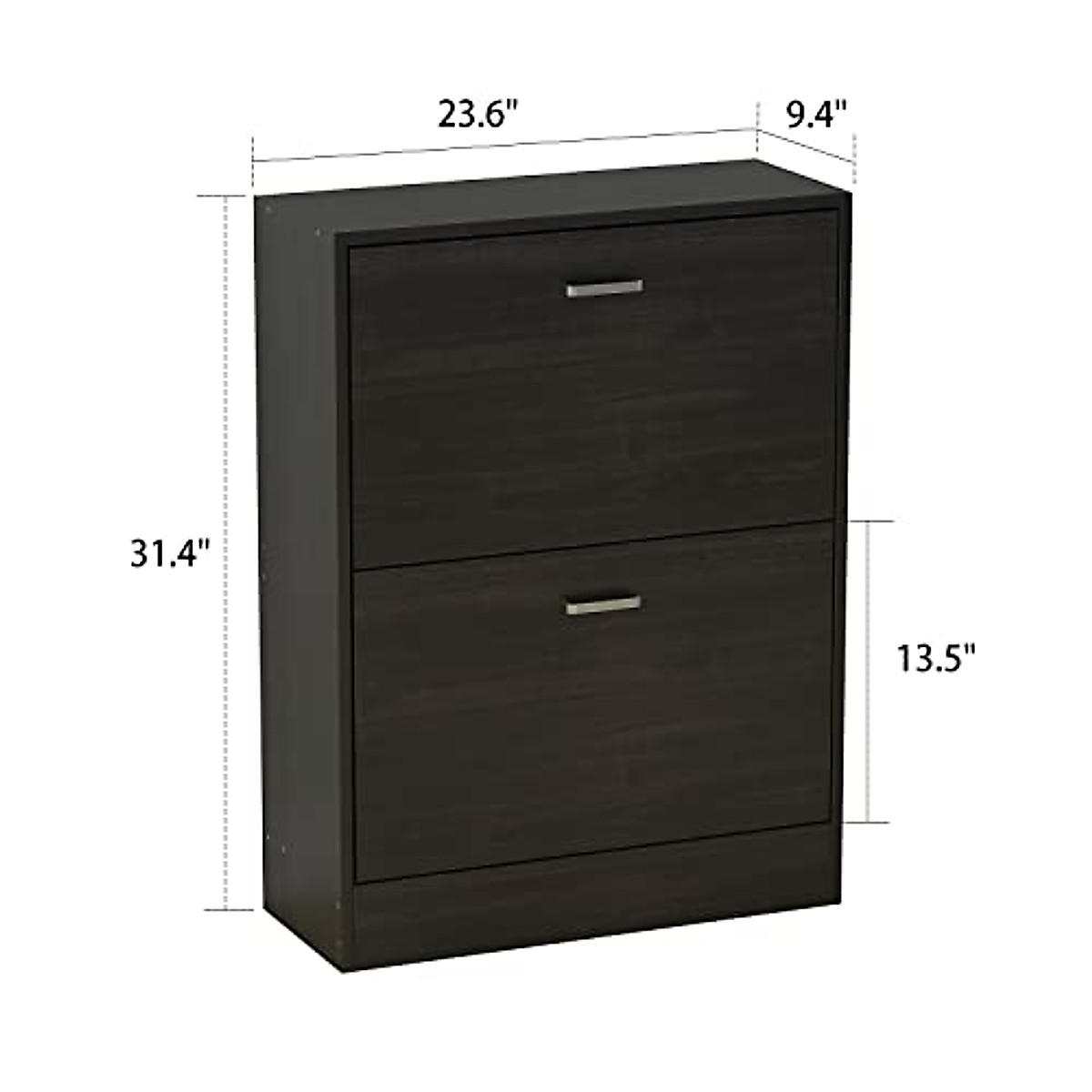 FUFU&GAGA Shoe Cabinet with 2 Flip Drawers for Entryway, Modern Shoe Storage Cabinet, Freestanding Shoe Rack Storage Organizer (23.6”W x 9.4”D x 31.4”H) (Black/Brown)