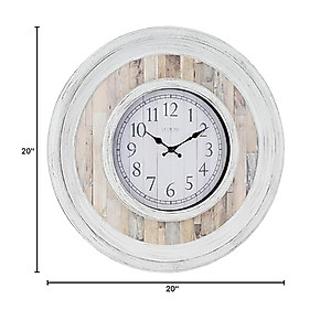 La Crosse Technology 404-3051B 20 Inch Weathered Wood Quartz Wall Clock, White