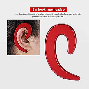Ciglow Bluetooth Headphone, Wireless Hands Free Ear Hook Headset Painless Bone Conduction Earphone Waterproof Ergonomic Design Headset(red)