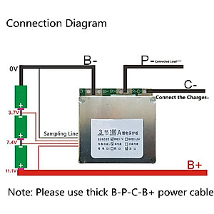 3S 12V 100A Lithium Battery Board, Charger BMS PCB Board with Balance Charging Current 10A for Household Industrial