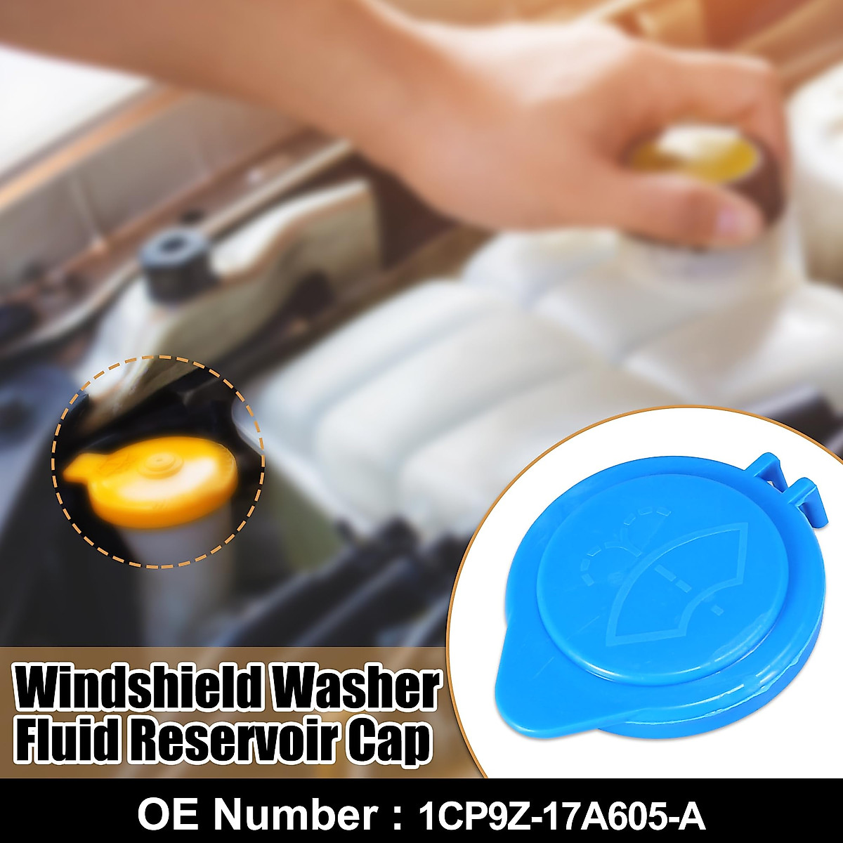 X AUTOHAUX Blue CP9Z-17A605-A Windshield Wiper Washer Fluid Reservoir Tank Bottle Cap for Ford Focus 2012-2018