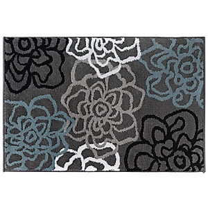 Rugshop Contemporary Modern Floral Abstract Flowers Easy Maintenance for Home Office, Living Room, Bedroom, Kitchen Soft Area Rug 2' x 3' Gray