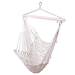 Kcelarec Rope Hammock Cradle Chair,Cotton Hanging Rope Swing Chair for Indoor Outdoor Bedroom Garden Yard Patio