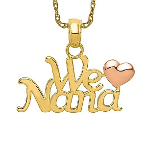 IceCarats 14K Two Tone Gold We Love Grandma Necklace Nana Charm Grandmother Pendant 16mm x Only