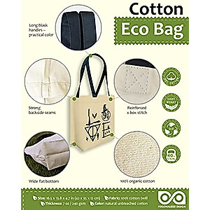 Personalized.Design Tote Bag Harry Potter Love - Reusable Cotton Canvas Organic Shoulder Craft Bag, ECBG-007, Beige, Large