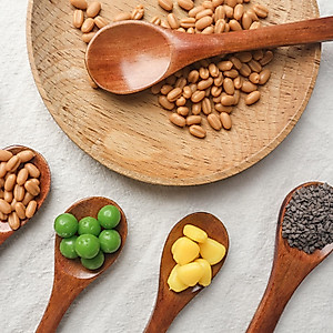 HAKSEN 12PCS Small Wooden Spoons, Mini Wooden Salt Spoons 5Inch Tasting Spoon Wooden Soup Spoon Serving Spoon for Coffee Tea Jam Bath Salts