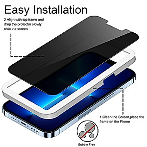 Romuto 【3+3 Pack】 Designed for iPhone 12 Pro Max Privacy Screen Protector Tempered Glass, 9H Hardness, Case Friendly, Bubble Free (Privacy-Anti-Spy)