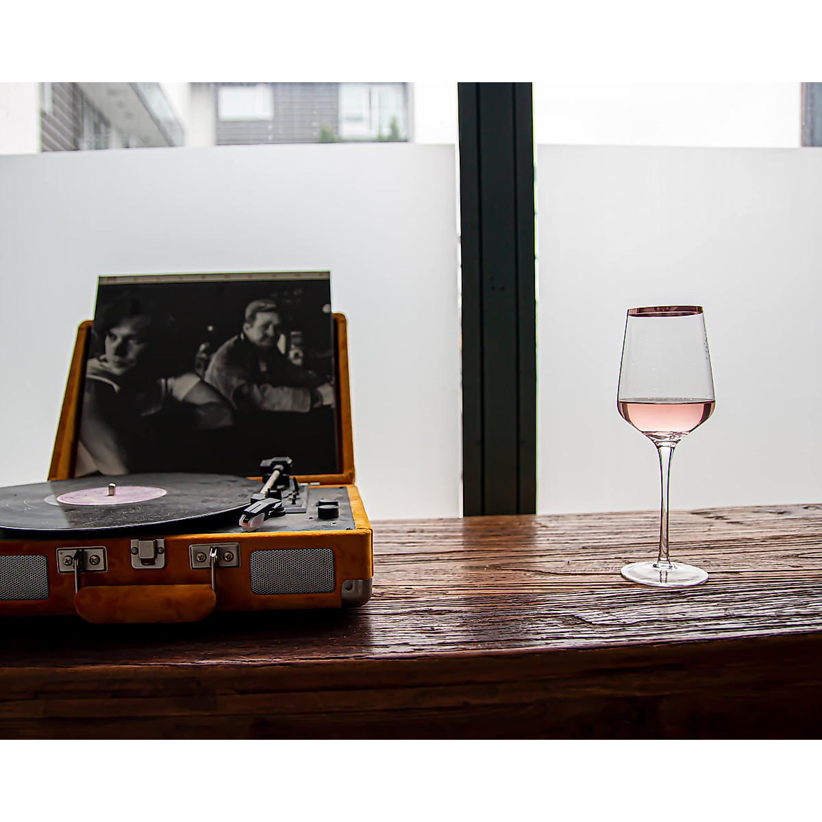 Phnx Phyr Hand Blown Crystal Rose Gold Wine Glasses set 2 - Stem wine glass set - Long Stem wine glasses - Red wine glasses set of 2 - Large white wine glass - Stemmed wine glasses - Gift packaging