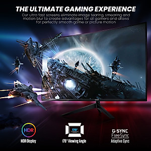GTek 240Hz Gaming Monitor, 27 Inch Frameless Display Full HD 1920 x 1080P, Curved 1800R, VA 1ms MPRT, FreeSync, Speakers, DisplayPort/HDMI, VESA - F2740C