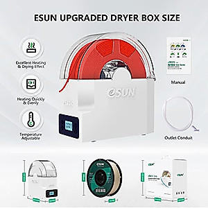 eSUN eBOX Lite Upgraded 3D Printing Filament Dryer Box, Filament Storage Box, Spool Holder for Keeping 3D Printing Filament from Moist and Keeping Filaments Dehydrating, US Power Supply