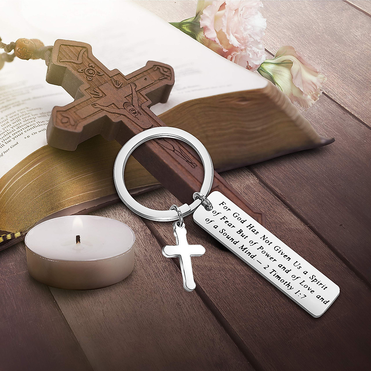 MAOFAED Inspiration Gift For God Has Not Given Us A Spirit of Fear Religious Jewelry Bible Verse Keychain