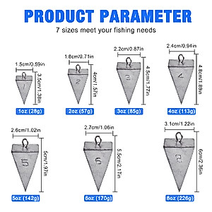 Pyramid Sinkers Fishing Weights Fishing Sinker Weights Pyramid Weights Surf Fishing Weights Saltwater Ocean Fishing Gear Tackle 1oz 2oz 3oz 4oz 5oz 6oz 8oz