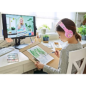 FLOKYU Unicorn Kids Headphones with Microphone, 85dB Cute Wired Headphones for Kids Girls Boys School Christmas (Pink)