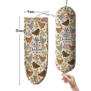 Hglian Plastic Grocery Bag Holder Dispenser,Funny Chickens Plastic Bags Organizer,Garbage Shopping Trash bags Storage keeper,Cute Farmhouse Kitchen Decor Gifts for Women Chicken Lover