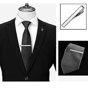 Classic Style Men's Tie Clips, Viaky Neck Ties Necktie Bar Pinch Clip with Gold Silver Black 3 Tone, Best Gifts for Your Father, Lover and Friends in Xmas, Anniversary, Wedding, Party, Meeting
