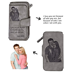 DEABOLAR Women Custom Wallet Personalized Leather Wallet Girlfriend Gift Ladies Wallet (Gray)