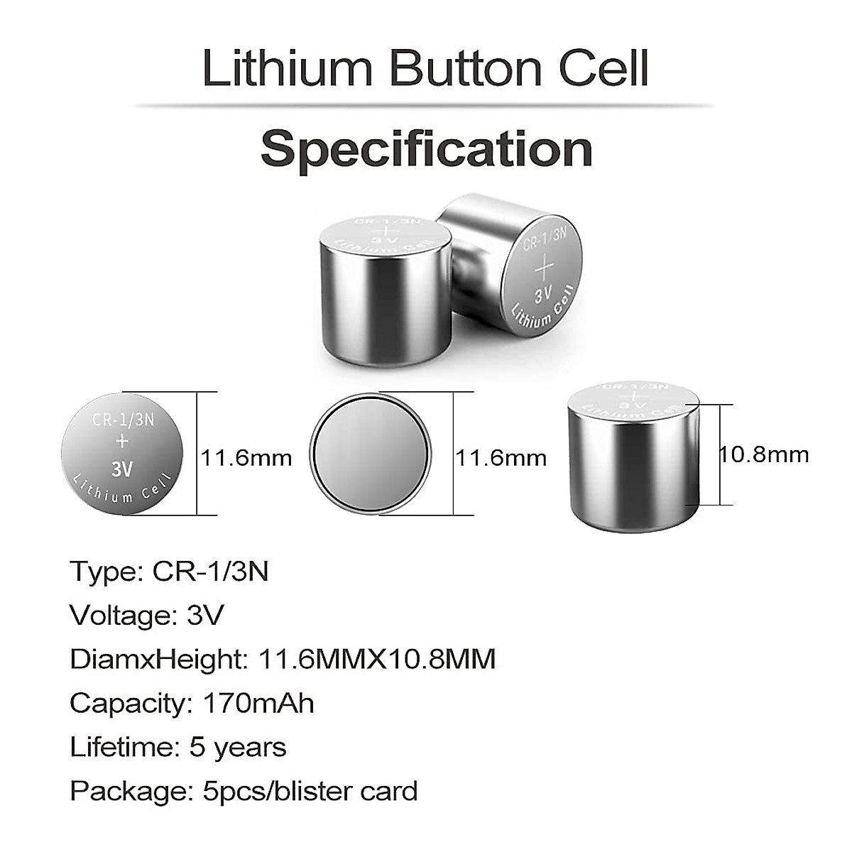 PGSONIC CR1/3N Battery (10pcs)