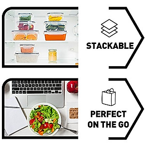 fullstar (12 Pack Food Storage Containers with Lids - Black Plastic Food Containers with Lids - Plastic Containers with Lids - Airtight Leak Proof Easy Snap Lock and BPA-Free Plastic Container Set