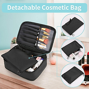 DIMJ Makeup bag and Jewelry Bag for Women, Large Make Up Bag Organizer with Compartments Waterproof Makeup Bag and Jewelry Bag for Women (Black)