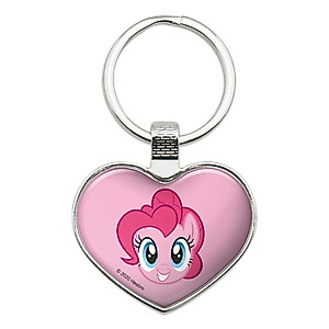 My Little Pony Pinkie Pie Face Keychain Heart Love Metal Key Chain Ring