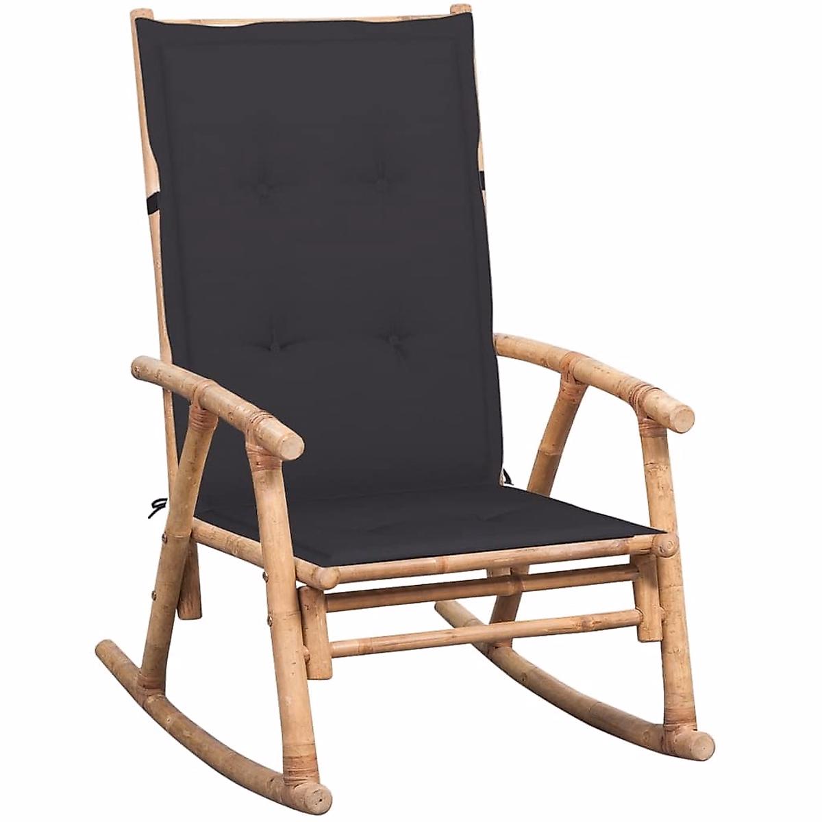 Tidyard Rocking Chair with Cushion Bamboo Armchair for Patio, Balcony, Porch, Backyard Style E