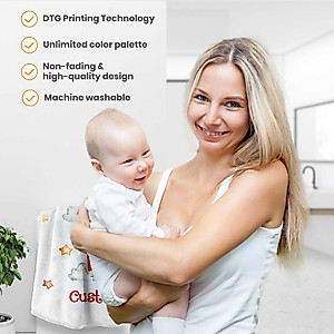 Pavo Personalized Safari Baby Blanket - Jungle Animals Baby Blanket - Customized Animals On Air Balloon - includes Bib & Onesie Option - Personalized Baby Gifts for Christmas, Thanksgiving, Shower