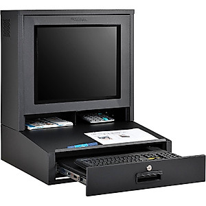 Global Industrial LCD Counter Top Security Computer Cabinet, Black, 24-1/2"W x 22-1/2"D x 29-1/2"H