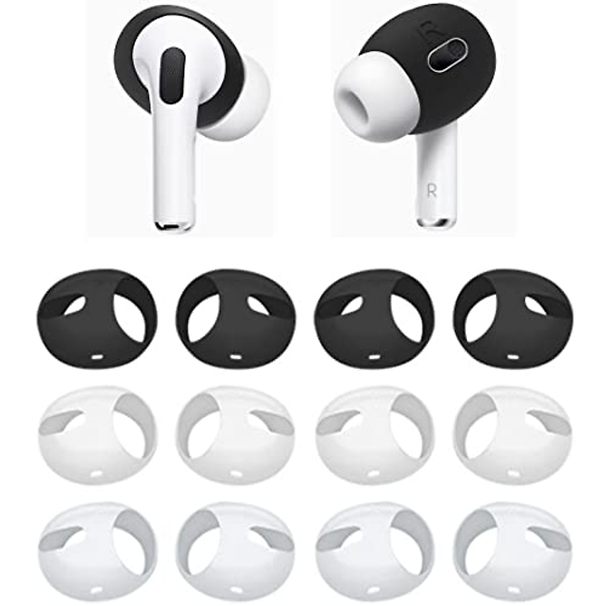 ALXCD Fit in Case Eartips Compatible with AirPods Pro 2 Earbuds 2nd Generation 2022, Anti Slip Silicone Earbuds Covers Ear Tips, Compatible with AirPods Pro 2, 6 Pairs Black White Clear
